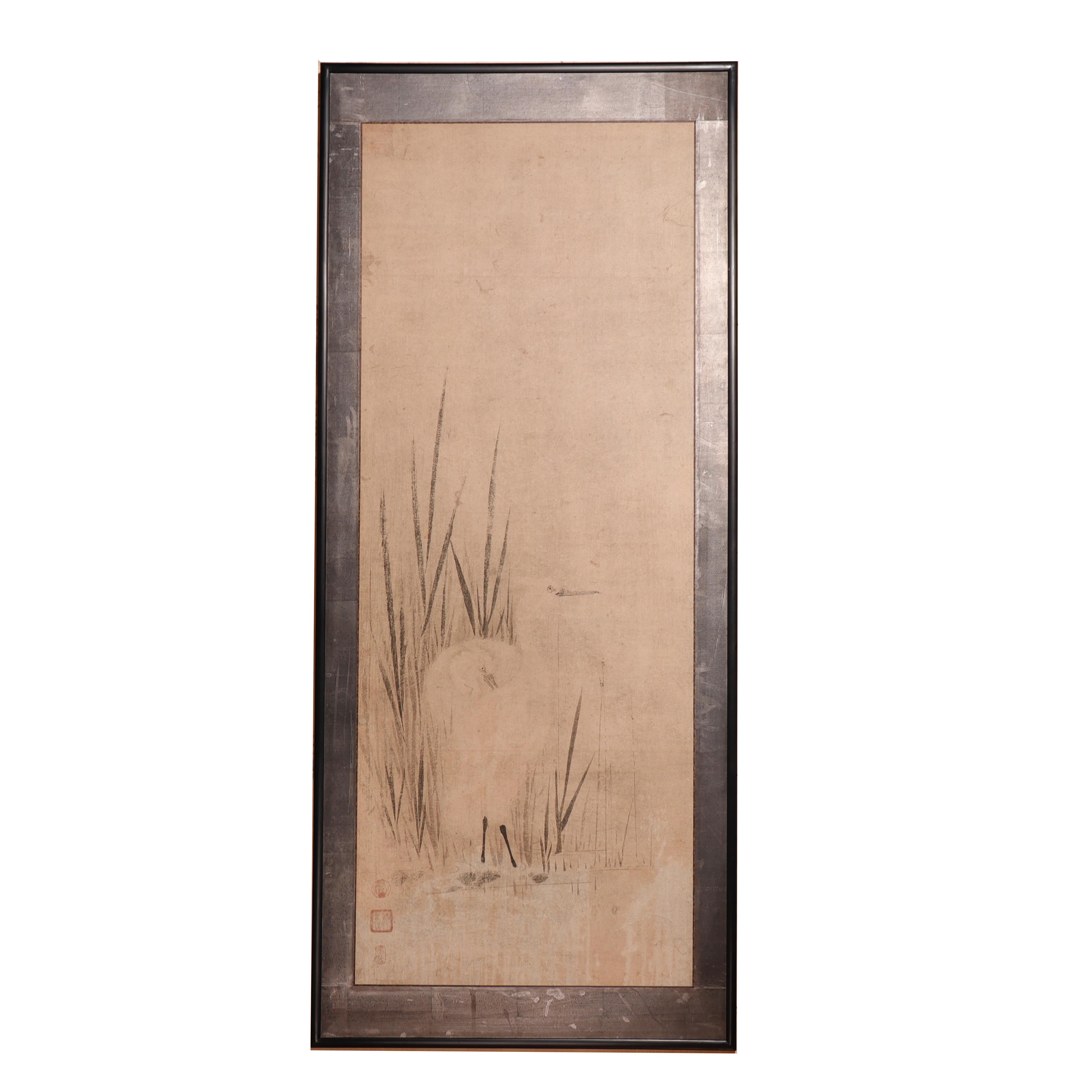 Set of Four Japanese Suibokuga Ink Paintings by Kano Tokinobu, 17th ...