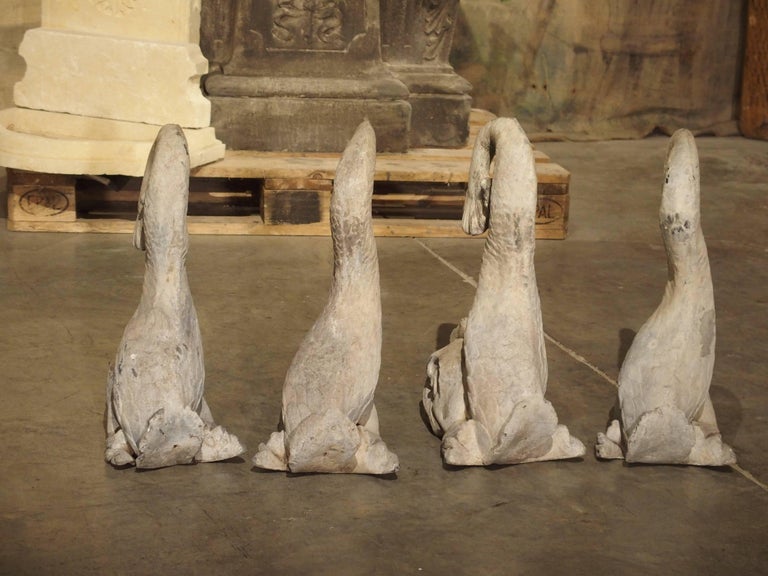 Set of Four Antique Lead French Dolphin Statues or Fountain Spouts ...