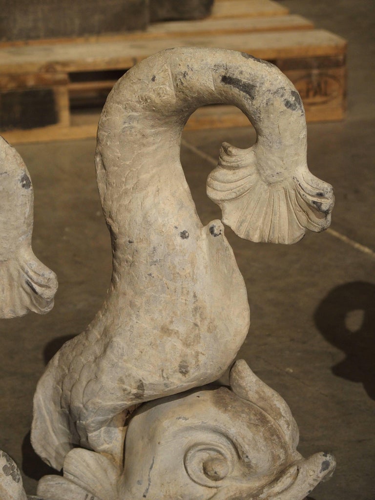 Set of Four Antique Lead French Dolphin Statues or Fountain Spouts ...