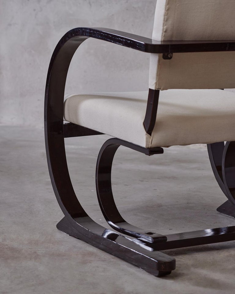 Set of Four Art Deco Bentwood Lounge Chairs by Bas Van Pelt Netherlands ...