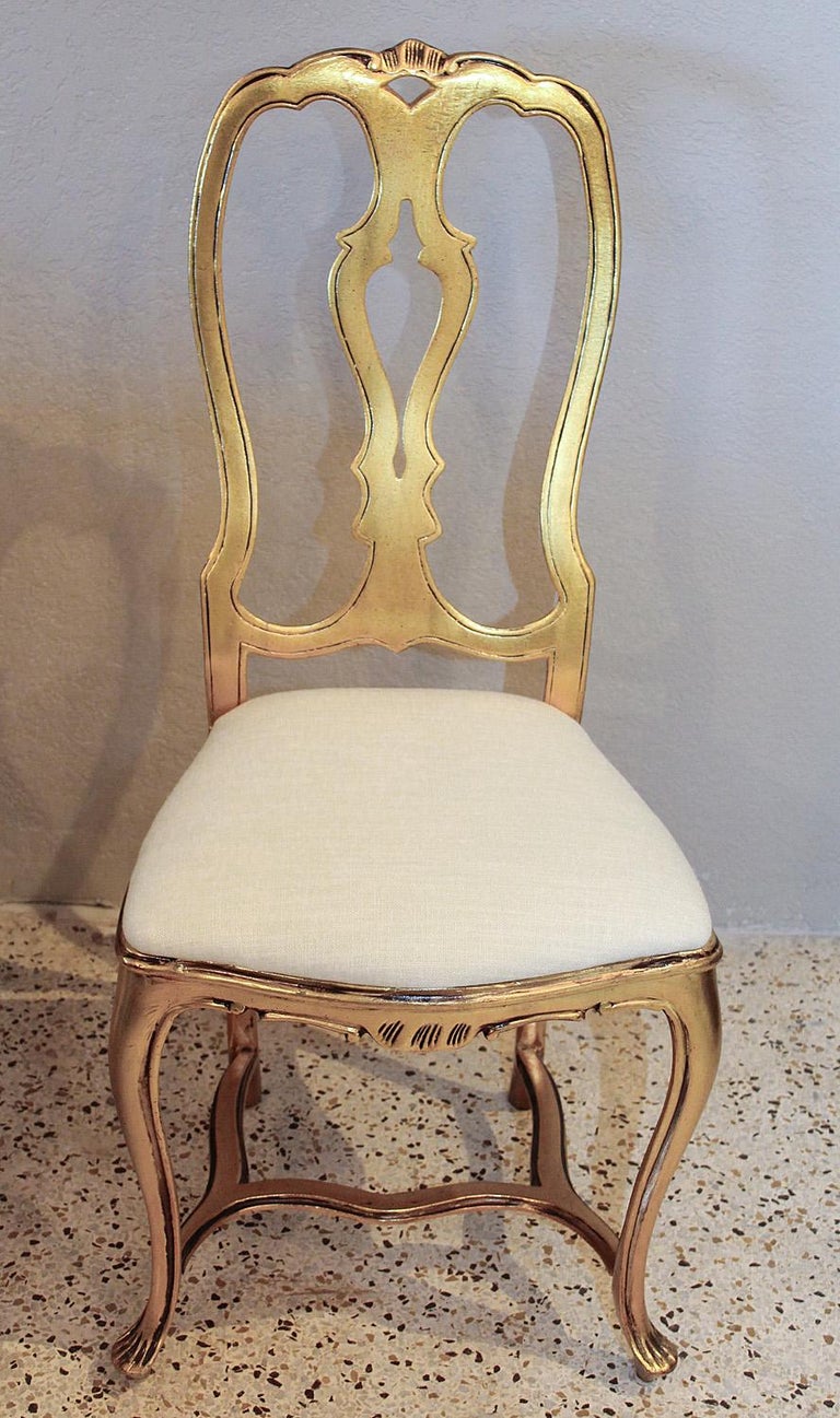Set of Four Arthur Court Gilded Aluminum Dining Chairs, circa 1970 For ...