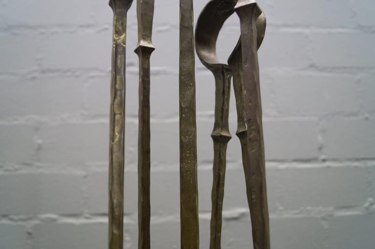 Set of Four Arts and Crafts Hand-Forged Iron Fire Utensils on a ...