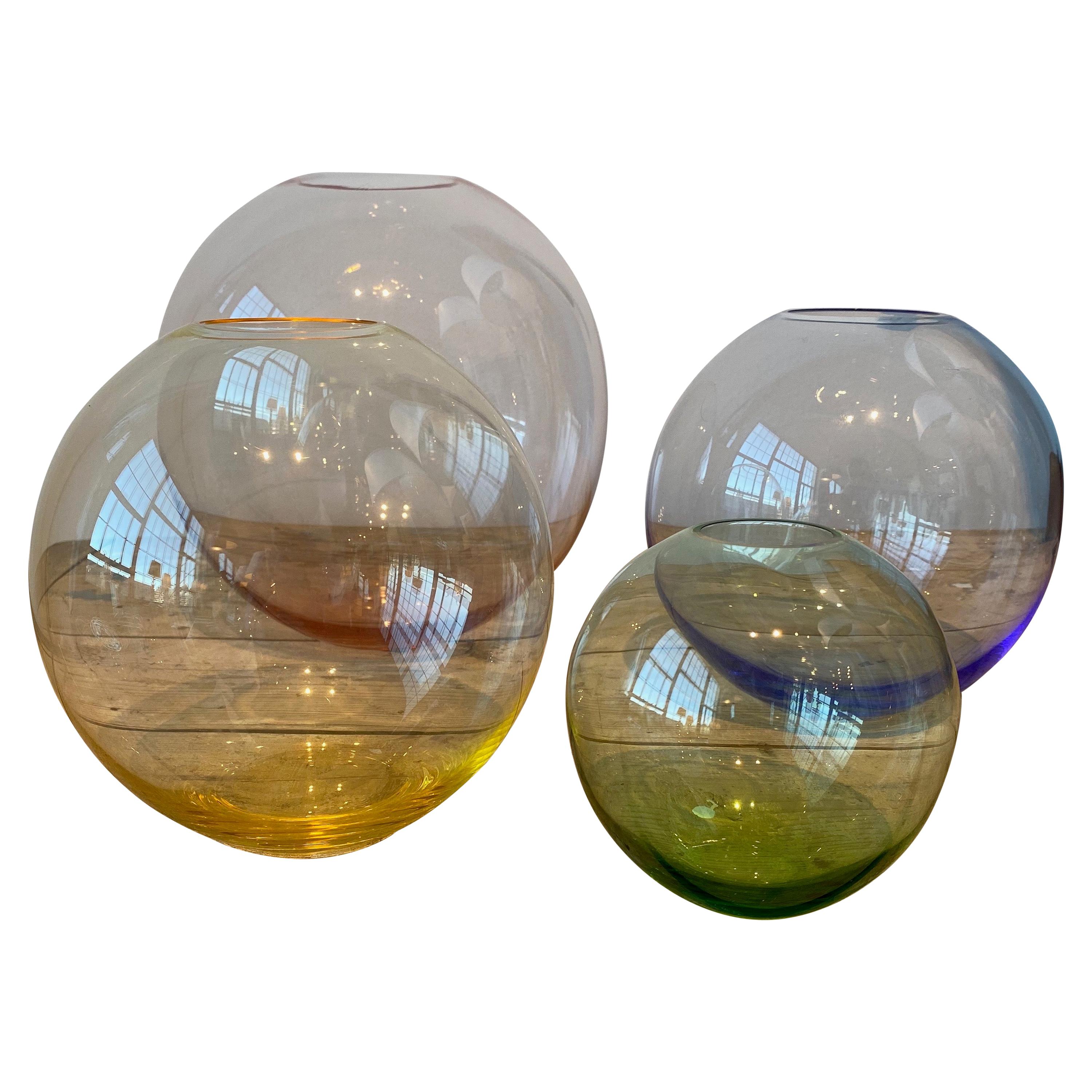 Set of Four Austrian Colored Crystal Vases For Sale at 1stDibs