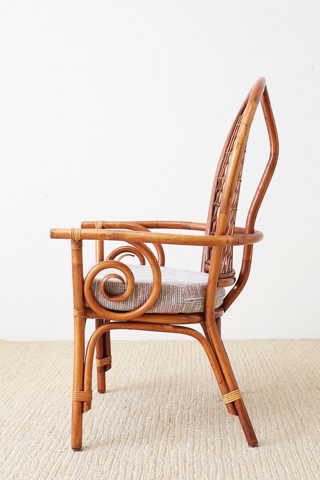 Set of Four Bamboo Rattan Peacock Dining Armchairs at 1stDibs | peacock ...