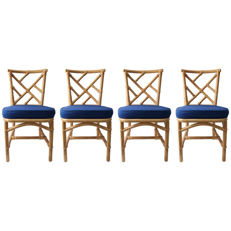 Set of Four Bamboo Side Chairs For Sale at 1stDibs