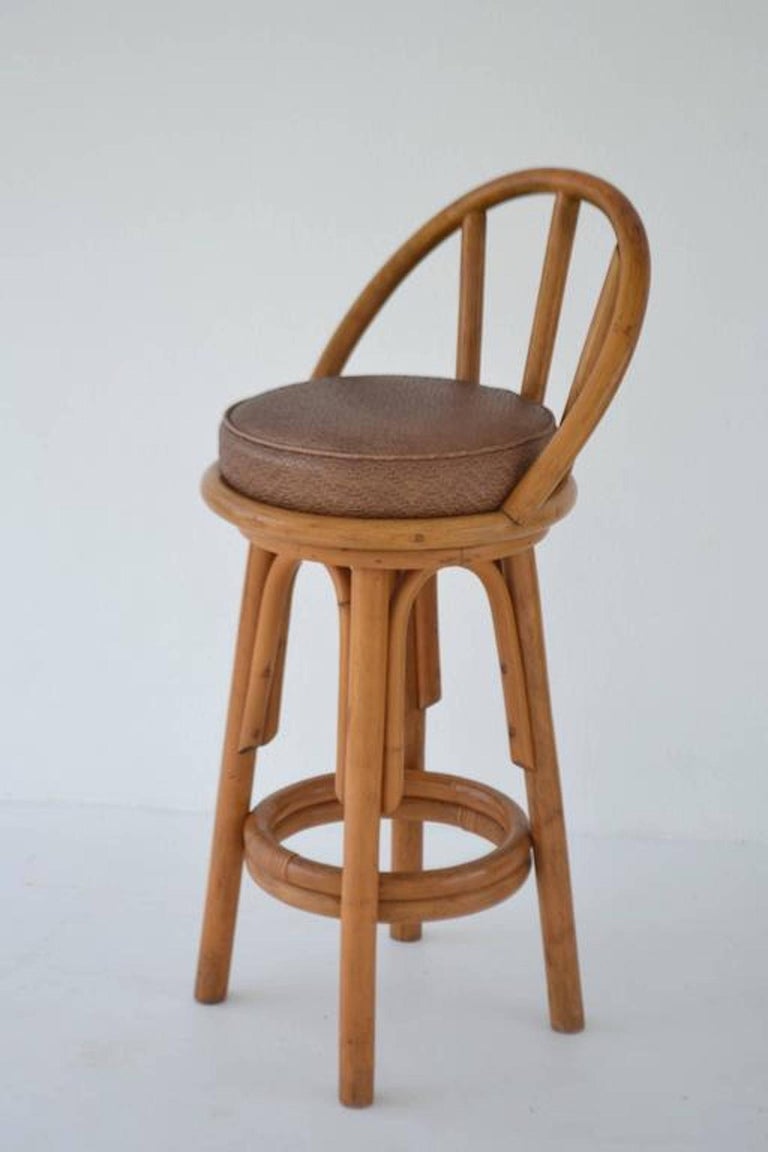Set of Four Bent Bamboo Bar Stools For Sale at 1stDibs