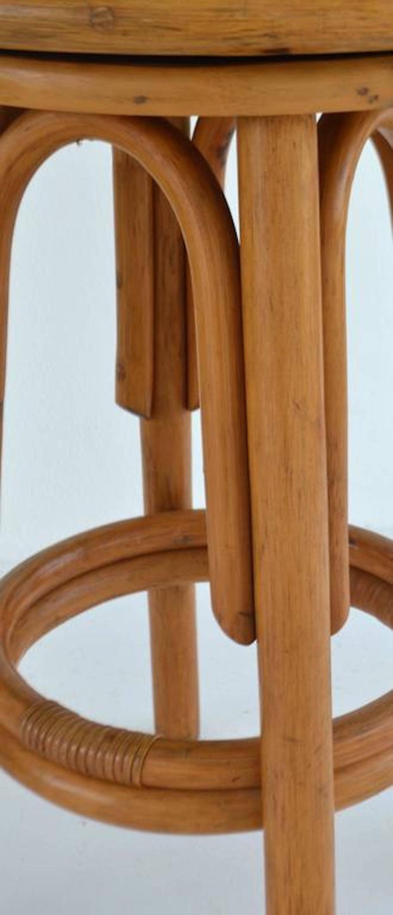 Set of Four Bent Bamboo Bar Stools For Sale at 1stDibs