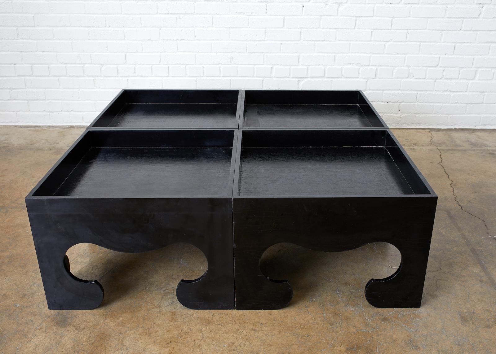 Set of Four Black Lacquered Cube Drinks Tables at 1stDibs