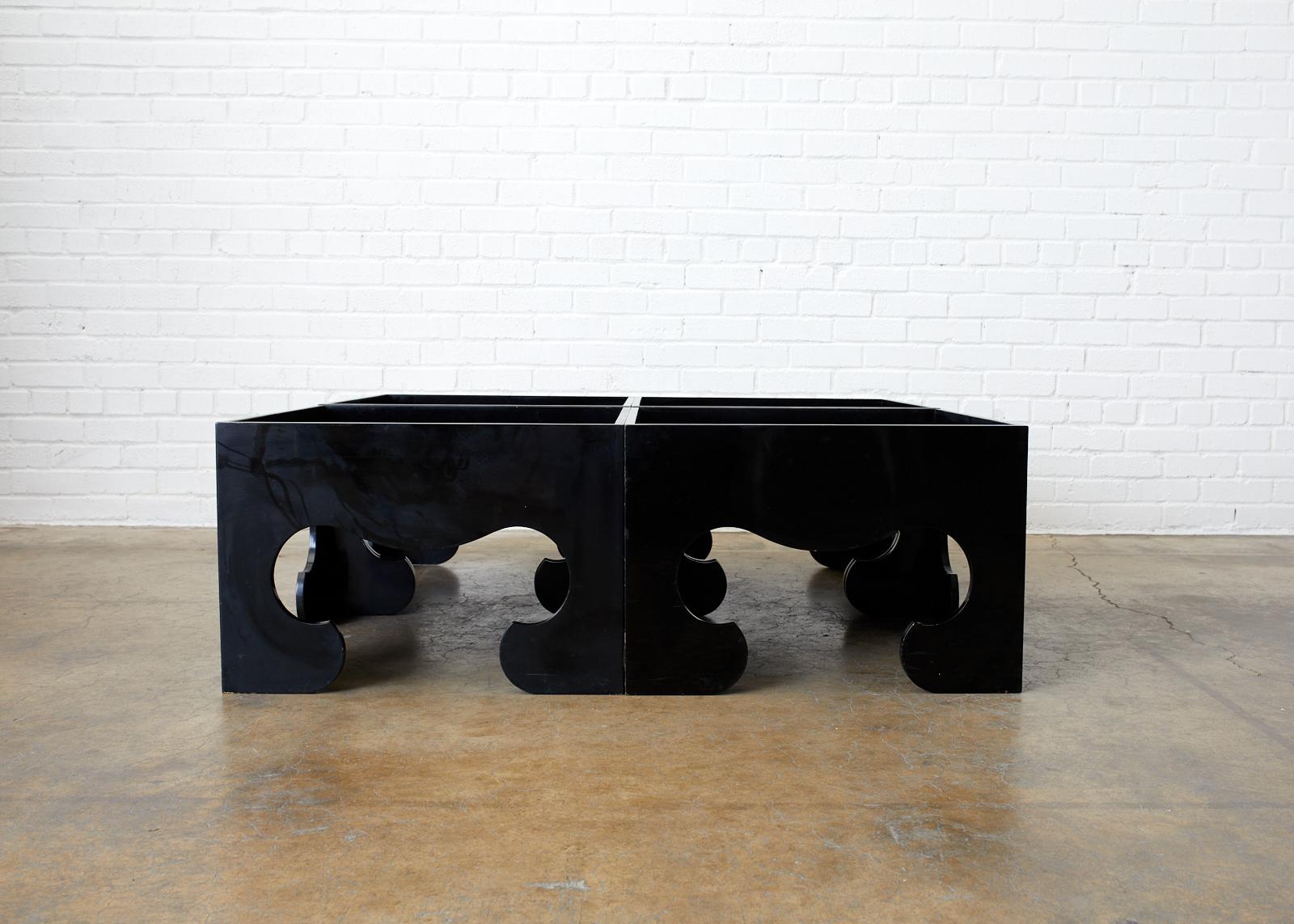 Set of Four Black Lacquered Cube Drinks Tables at 1stDibs