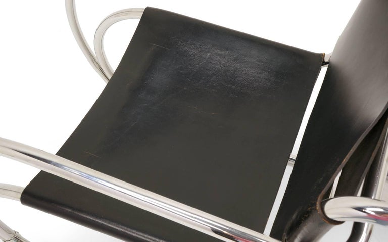 Set of Four Black Leather MR 20 Lounge Chairs with Arms by Mies van der ...