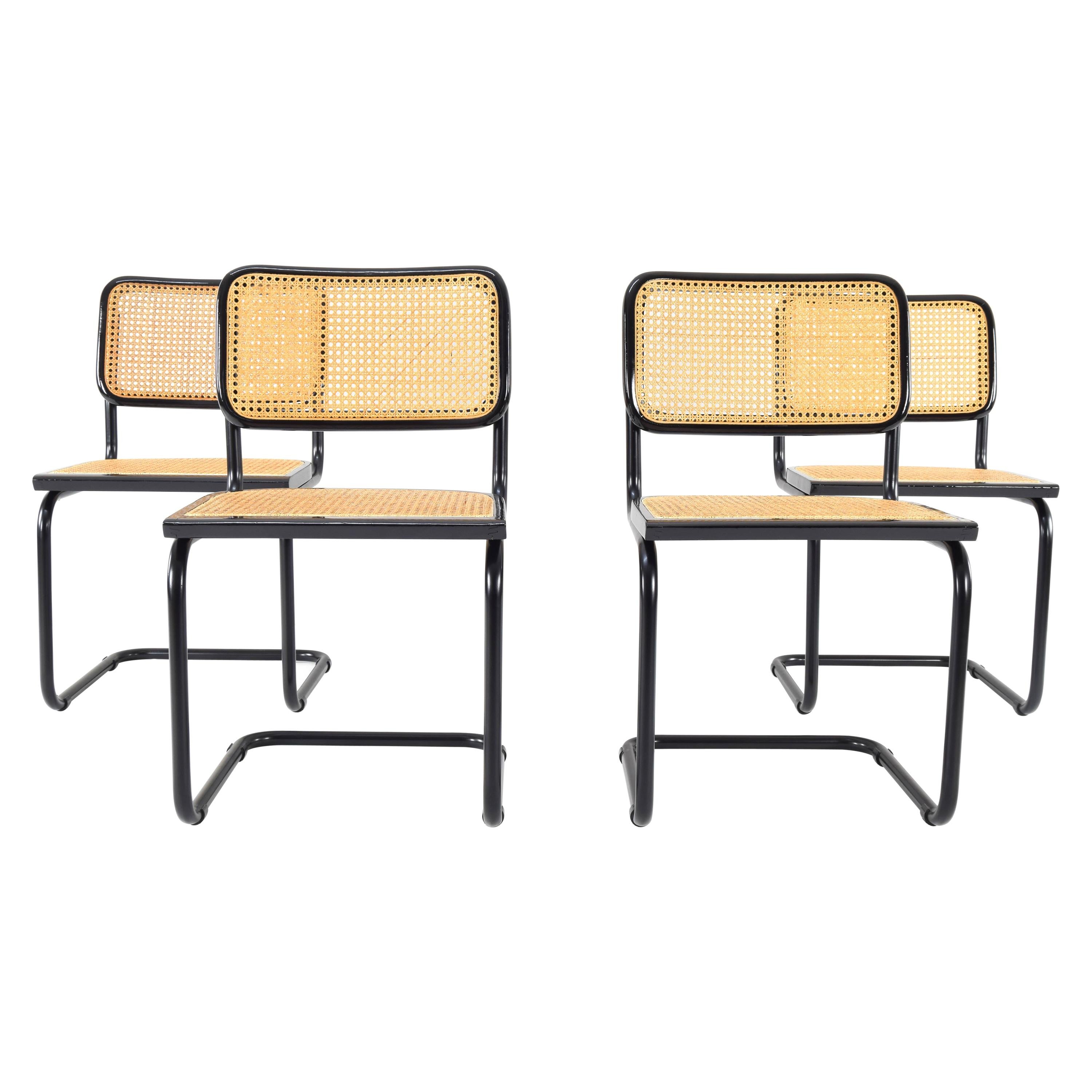 Set of Four Black Mid-Century Modern Marcel Breuer B32 Cesca Chairs ...