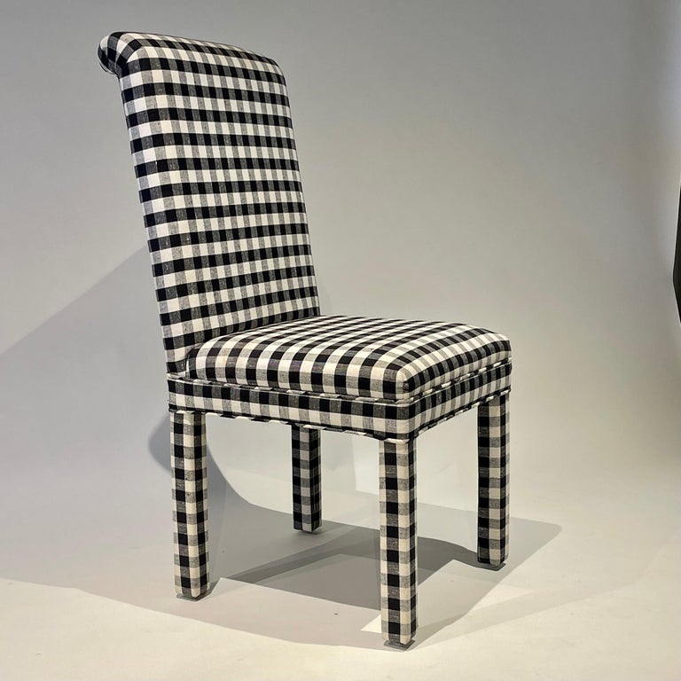 Set of Four Black and White Gingham Parsons Chairs at 1stDibs | white ...