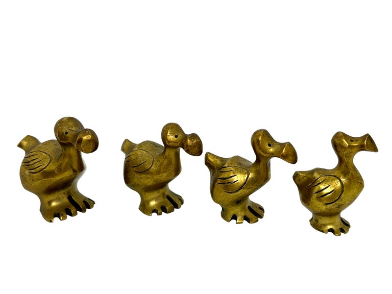 Set of Four Brass Dodo Bird Figurine Family 1960s Mid-Century Modern ...