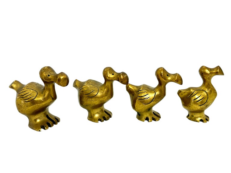 Set of Four Brass Dodo Bird Figurine Family 1960s Mid-Century Modern ...