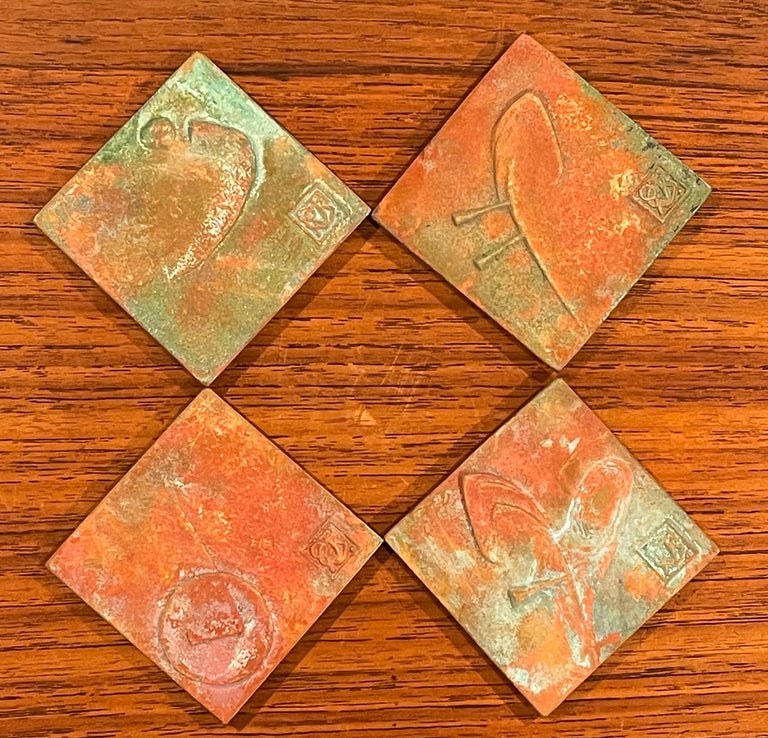 Set of Four Bronze Cosanti Tiles by Paolo Soleri For Sale at 1stDibs