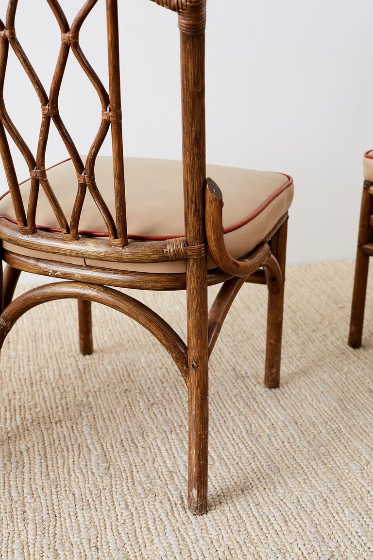 Set of Four Brown Jordan Rattan Dining Chairs at 1stDibs