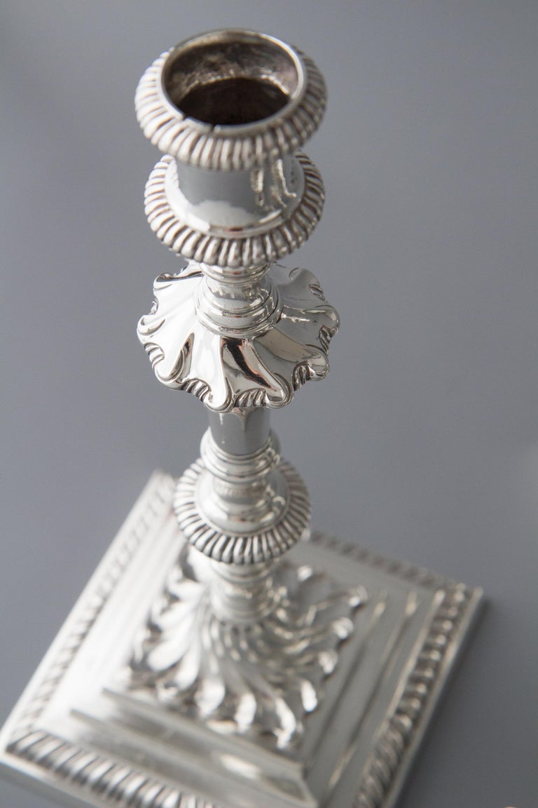 Set of Four Cast Silver Georgian Candlesticks, London, 1768 For Sale at ...