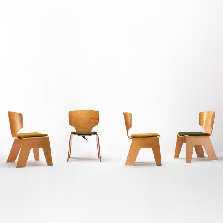 Set of Four Chairs from the Sumi Memorial Hall by Kenzo Tange For Sale ...