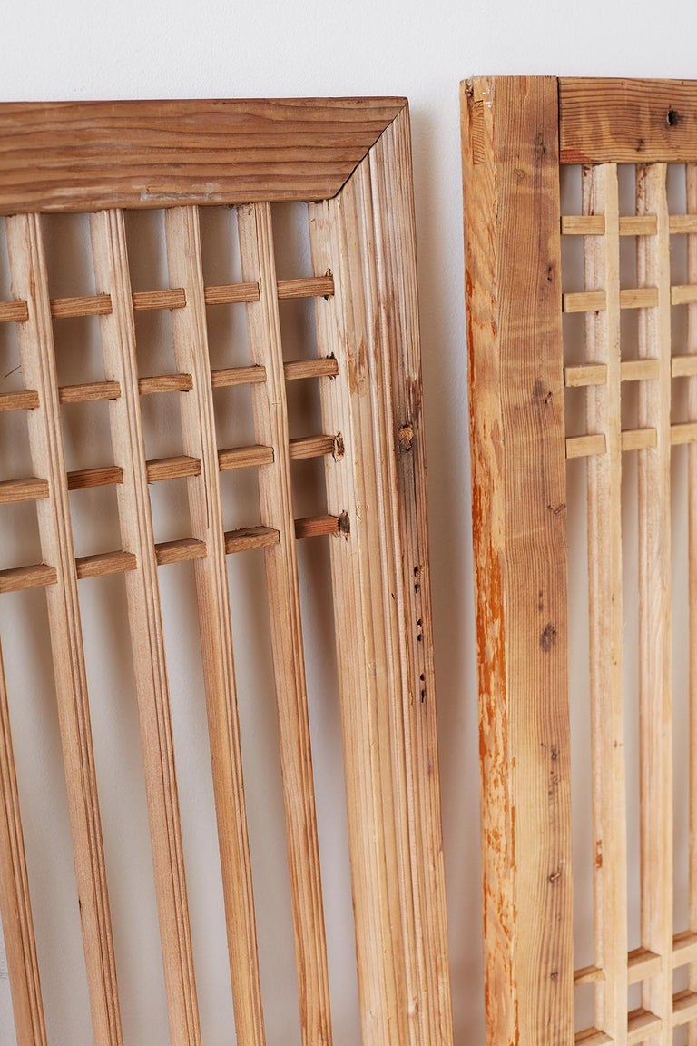 Set of Four Chinese Geometric Lattice Window Panels at 1stDibs