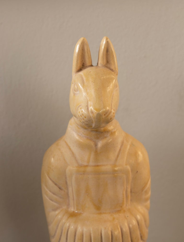 Set of Four Chinese Mythological Gods in Beige Glazed Terracotta For ...