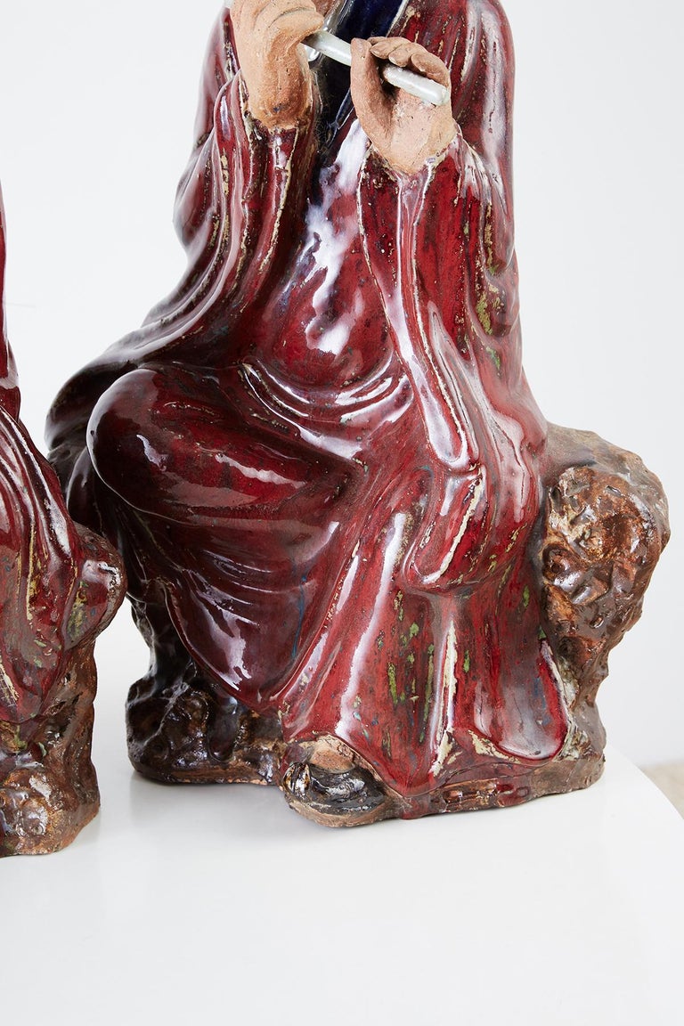 Set of Four Chinese Shiwan Pottery Immortal Deities For Sale at 1stDibs