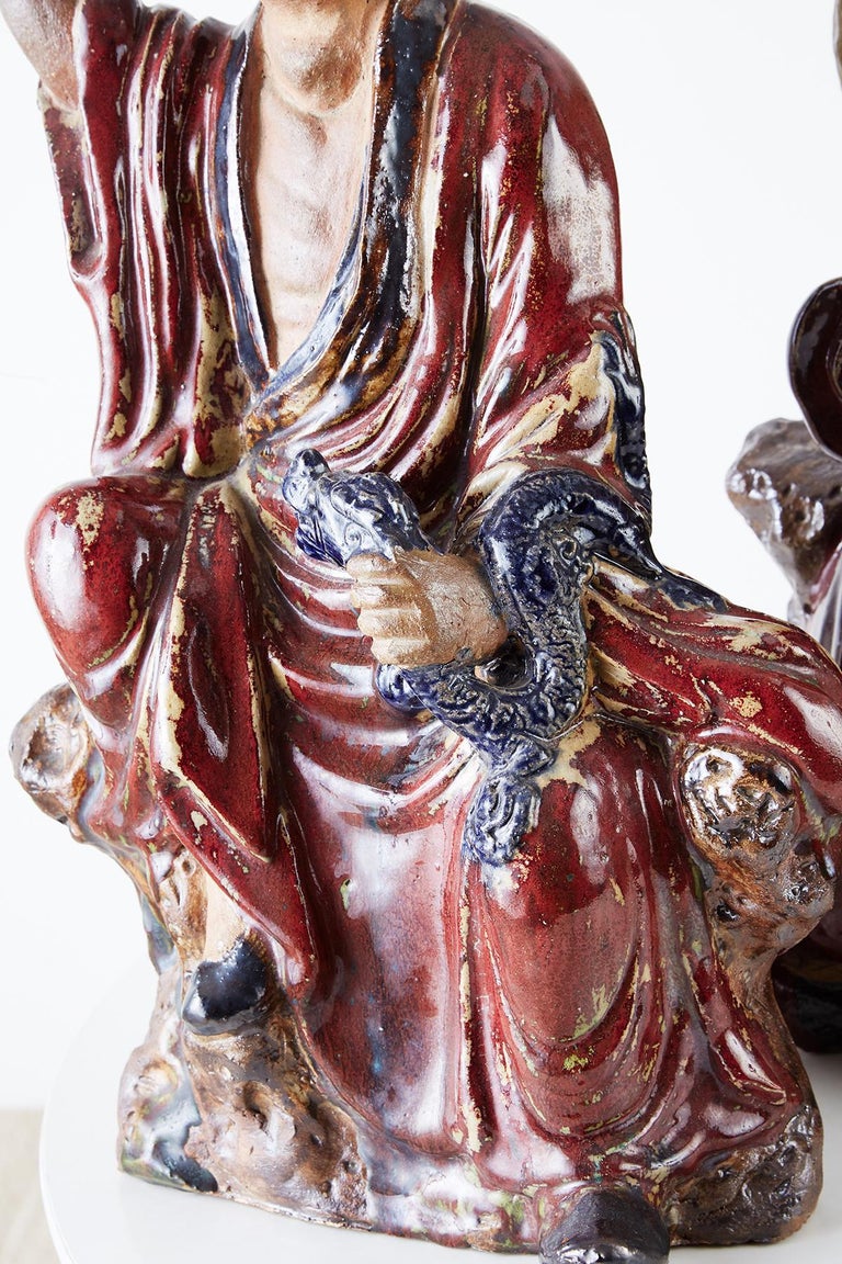 Set of Four Chinese Shiwan Pottery Immortal Deities For Sale at 1stDibs