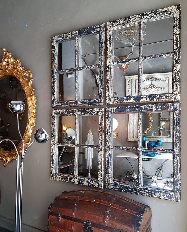 Industrial Wooden Window Frame Mirrors, Set of Four at 1stDibs ...