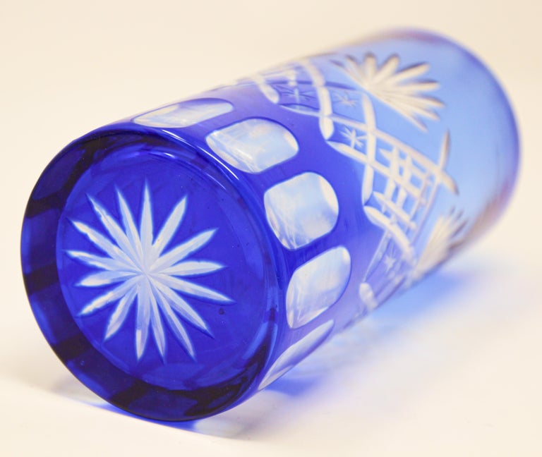 Set Of Four Cobalt Blue Cut Crystal Drinking Rock Glasses Tumbler At 1stdibs