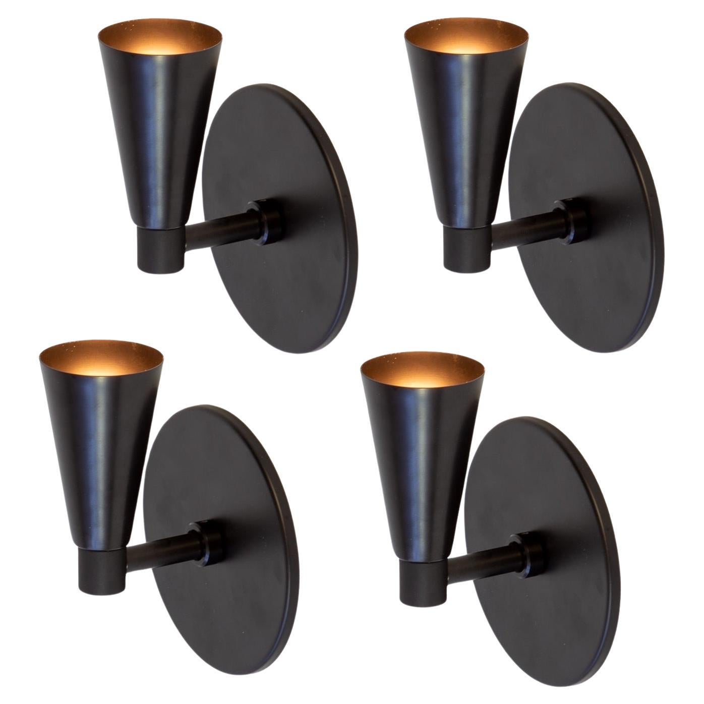 Pair of Cone 1 Wall Sconces by Research.Lighting, Black, Made to Order ...