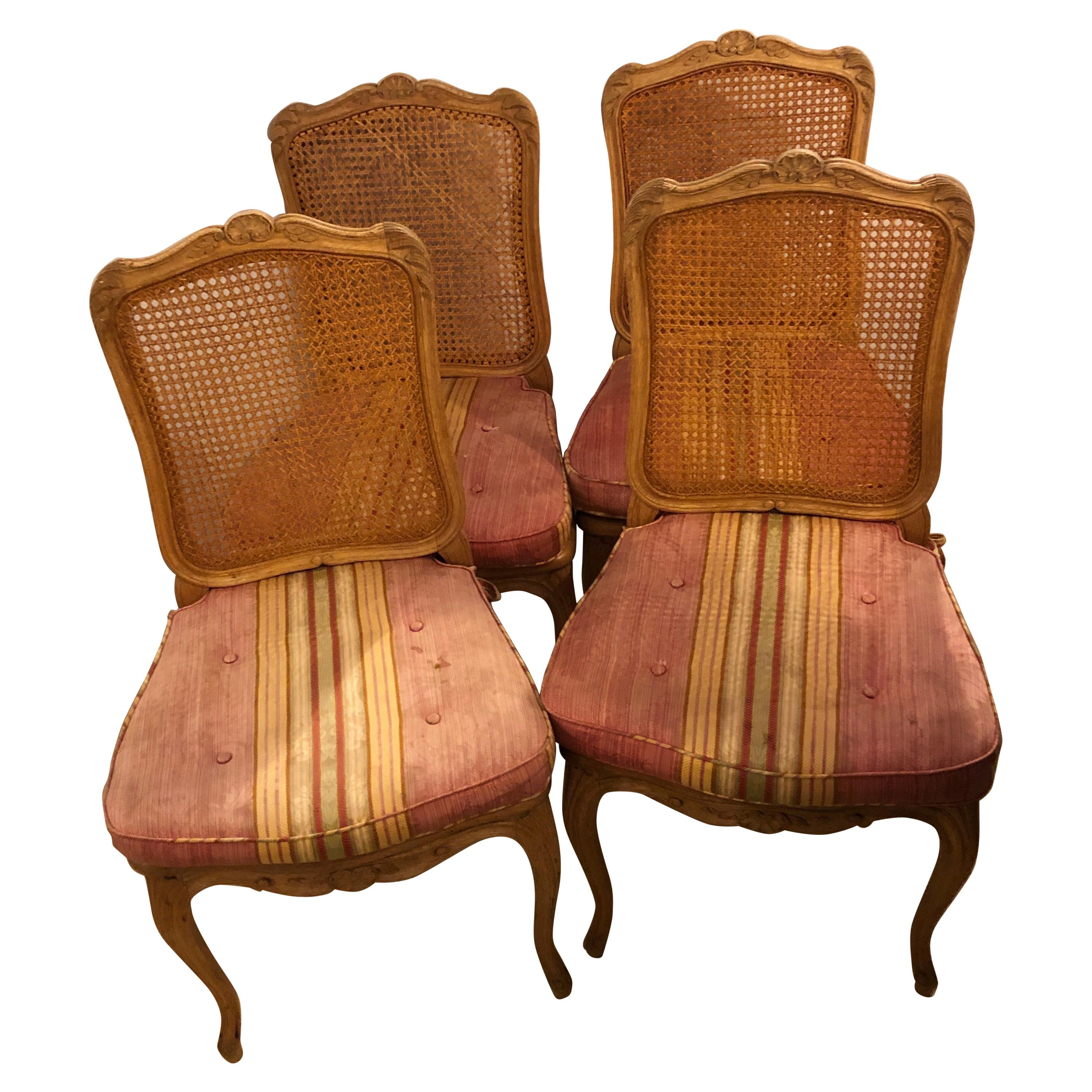 Set of Four Country French Custom Quality Side Chairs in New Fabric at ...