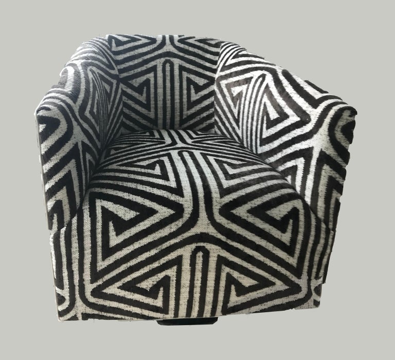 Set of Four Custom Upholstered Swivel Club Chairs at 1stDibs