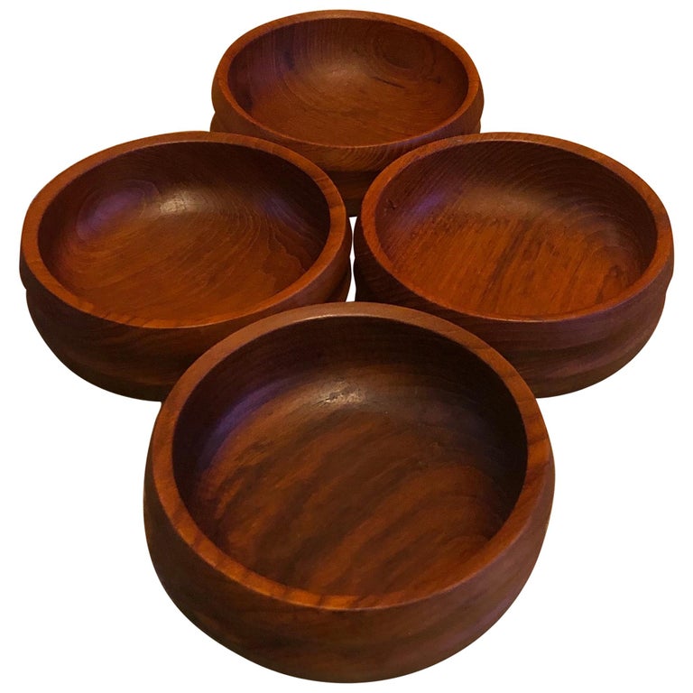 Set of Four Danish Modern Staved Teak Salad Bowls by Jens Quistgaard ...
