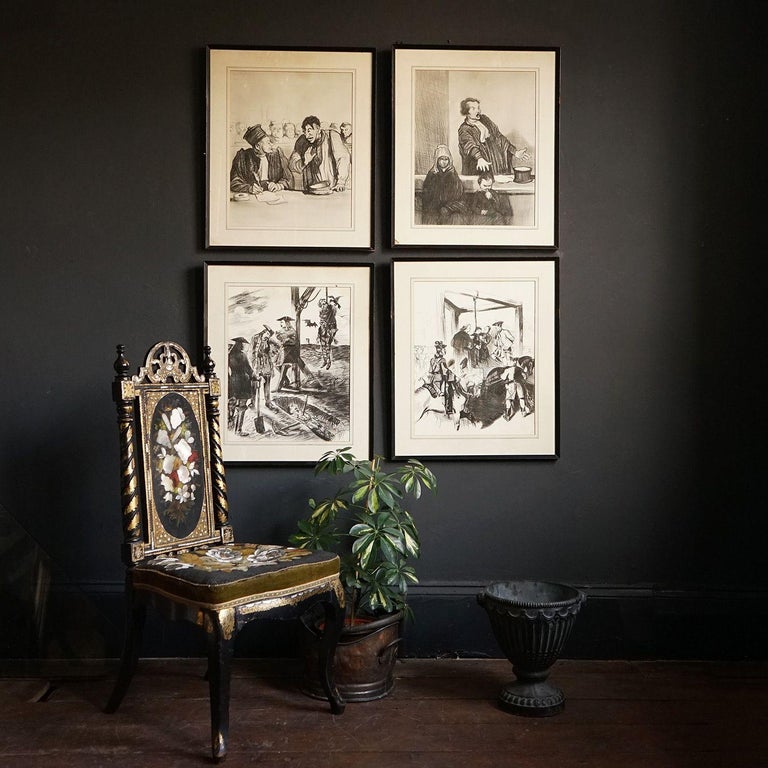 Set of Four Drawings Depicting a Macabre Legal Battle, 20th Century For ...