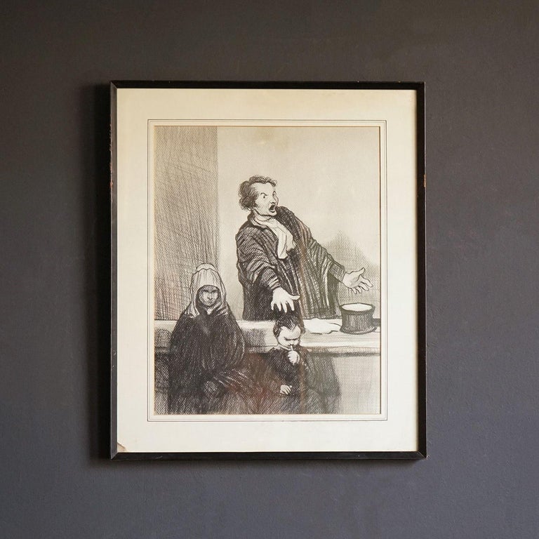 Set of Four Drawings Depicting a Macabre Legal Battle, 20th Century For ...