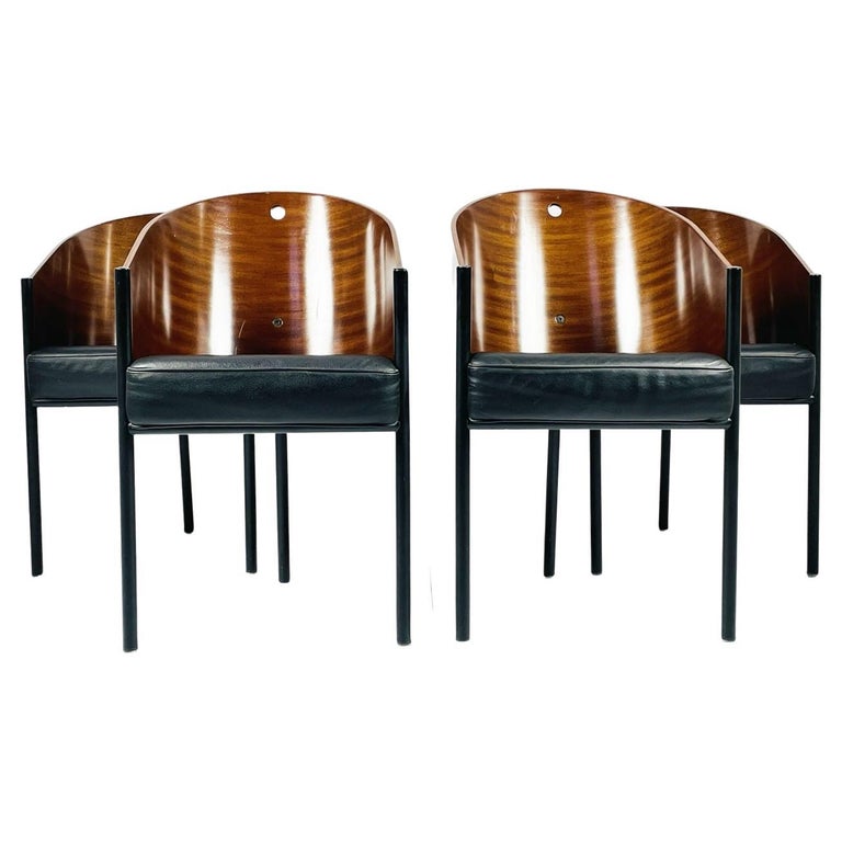 Set of Four Driade Costes Mahogany Chairs by Philippe Stark, Signed For ...