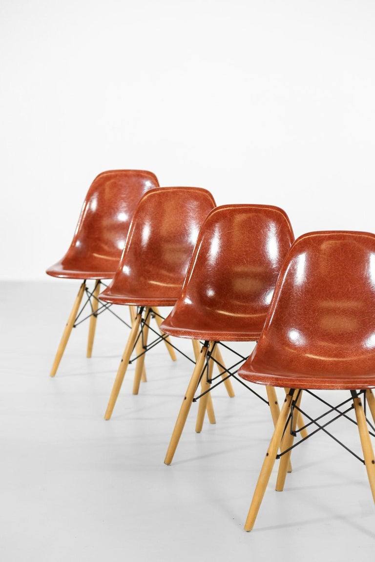 Set of Four Eames DSW for Modernica, Dining Chairs at 1stDibs ...