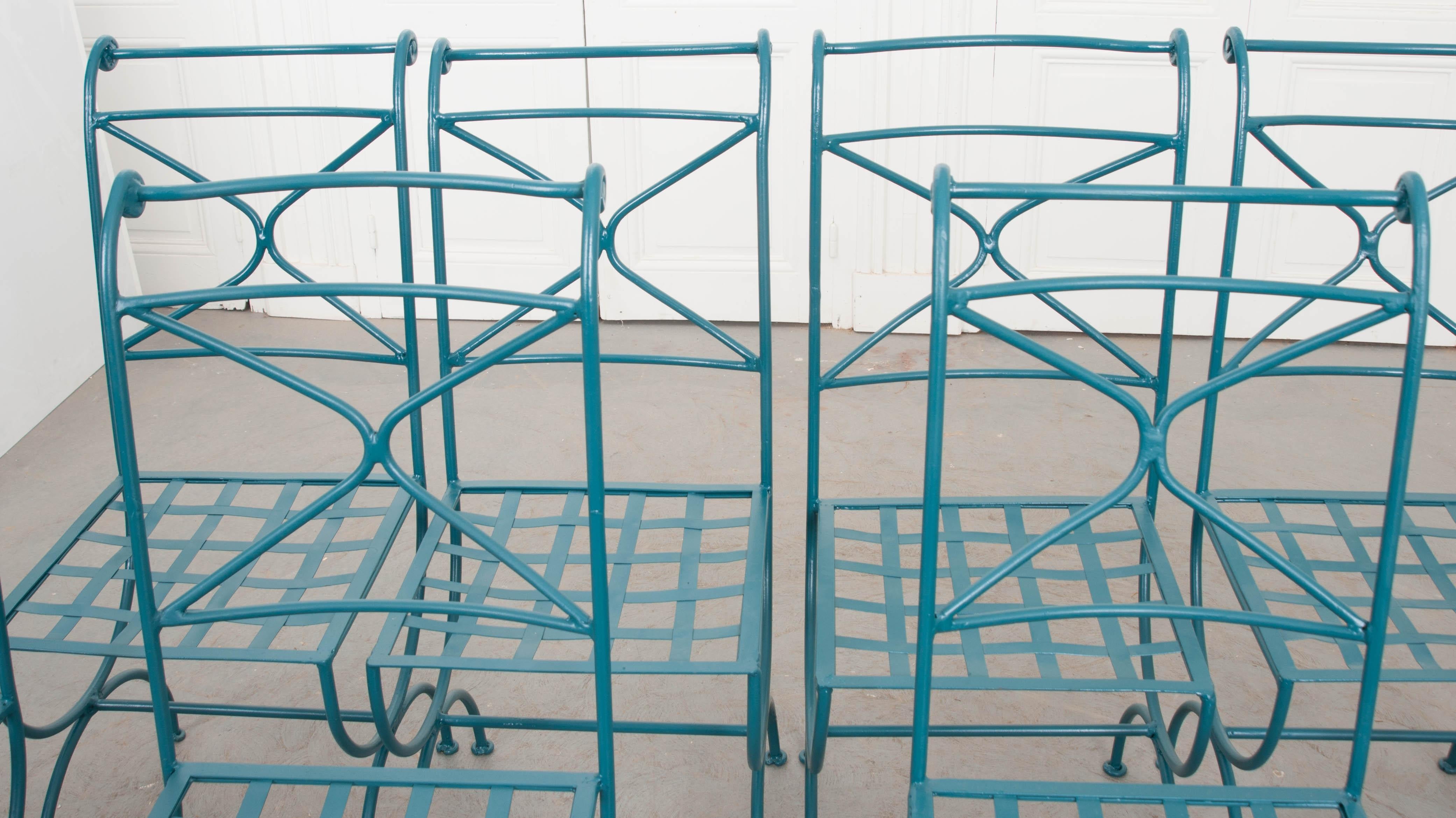 Set of Four Early 20th Century Roman-Style Painted Wrought-Iron Side ...