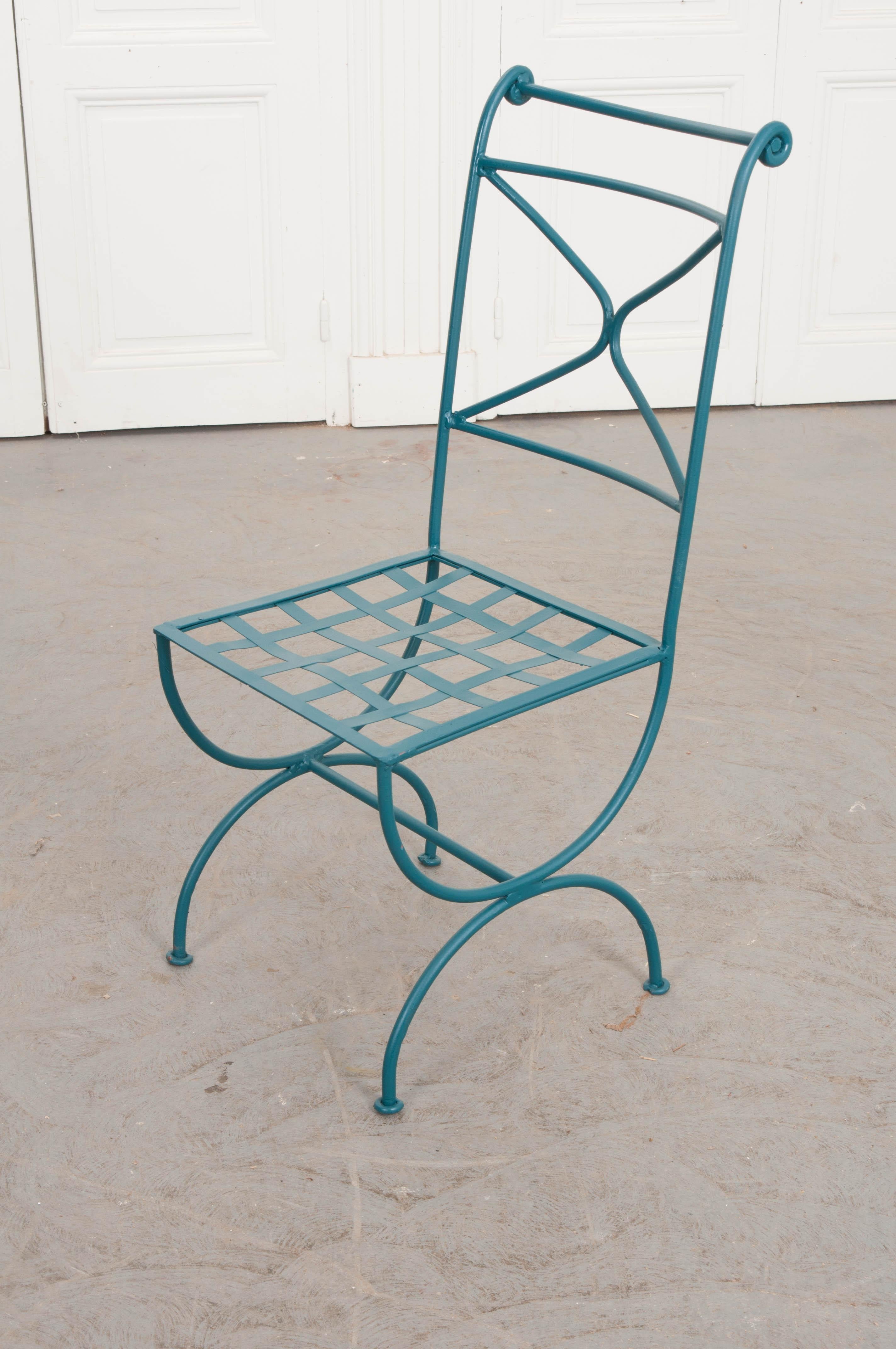 Set of Four Early 20th Century Roman-Style Painted Wrought-Iron Side ...