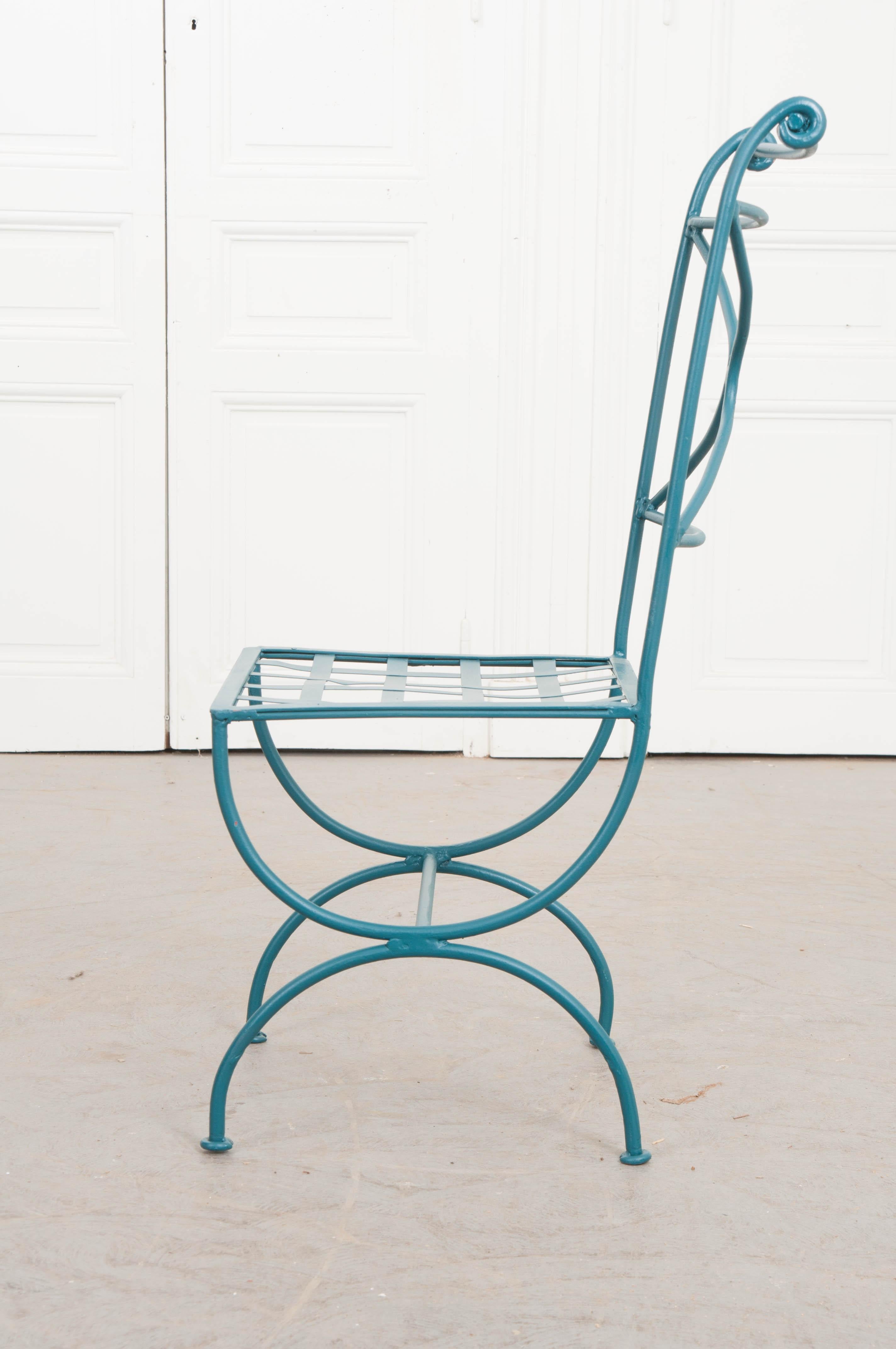 Set of Four Early 20th Century Roman-Style Painted Wrought-Iron Side ...