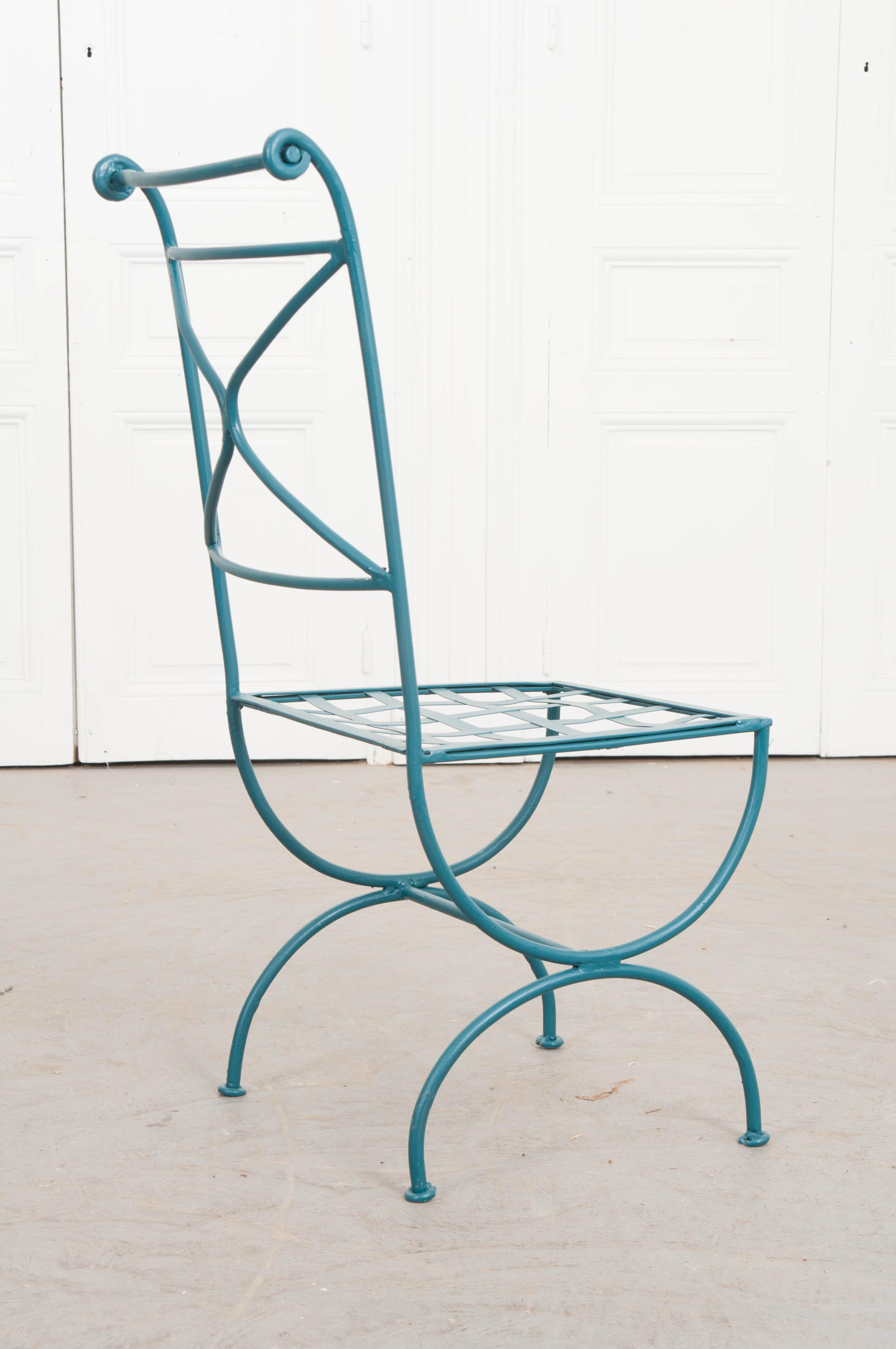 Set of Four Early 20th Century Roman-Style Painted Wrought-Iron Side ...