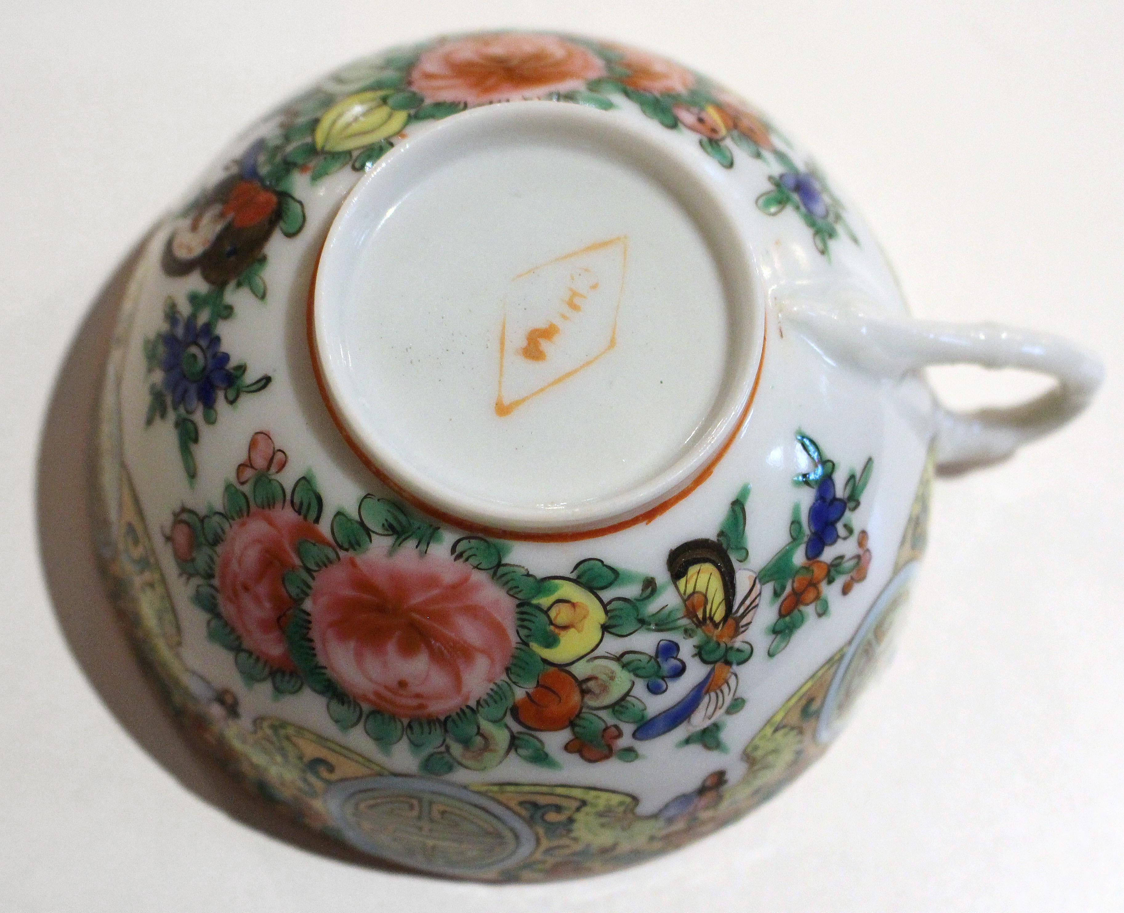 Set of Four Early 20th Century Rose Canton Cups and Saucers For Sale at ...