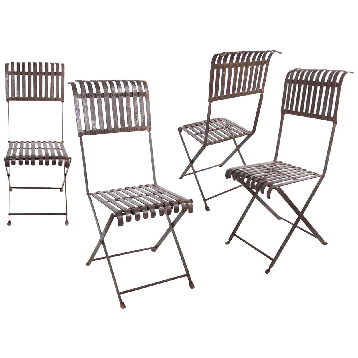 Set of Four Early Handmade Iron Chairs For Sale at 1stDibs