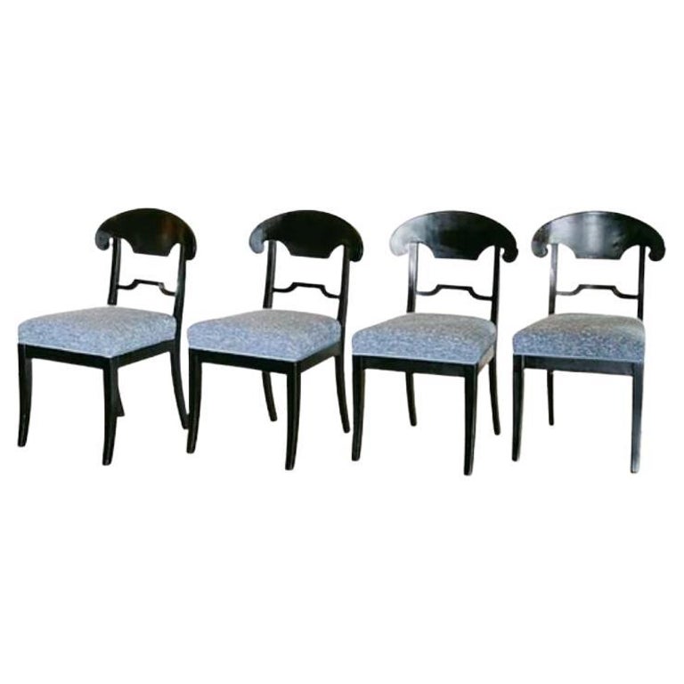 Set of Four Ebonised Napoleonic Dining Chairs, circa 1830 For Sale at ...