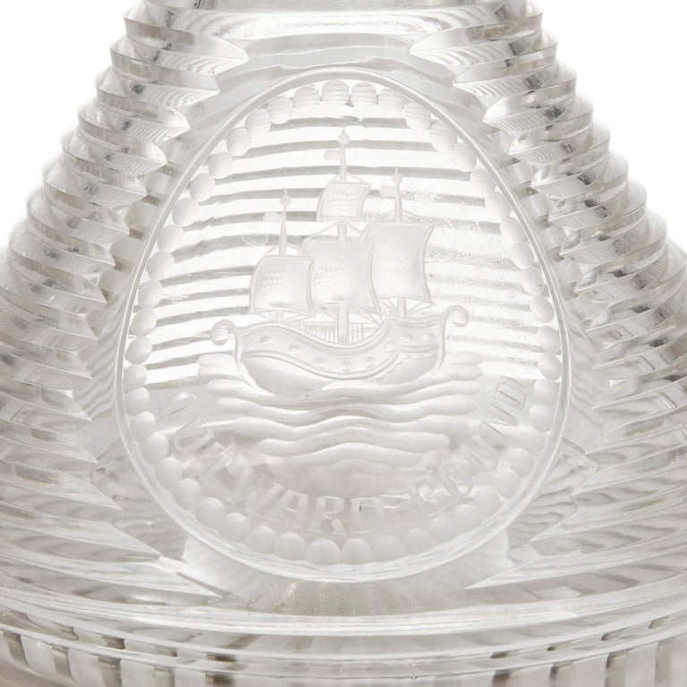 Set of Four English Engraved and Cut Glass Ship's Decanters For Sale at ...