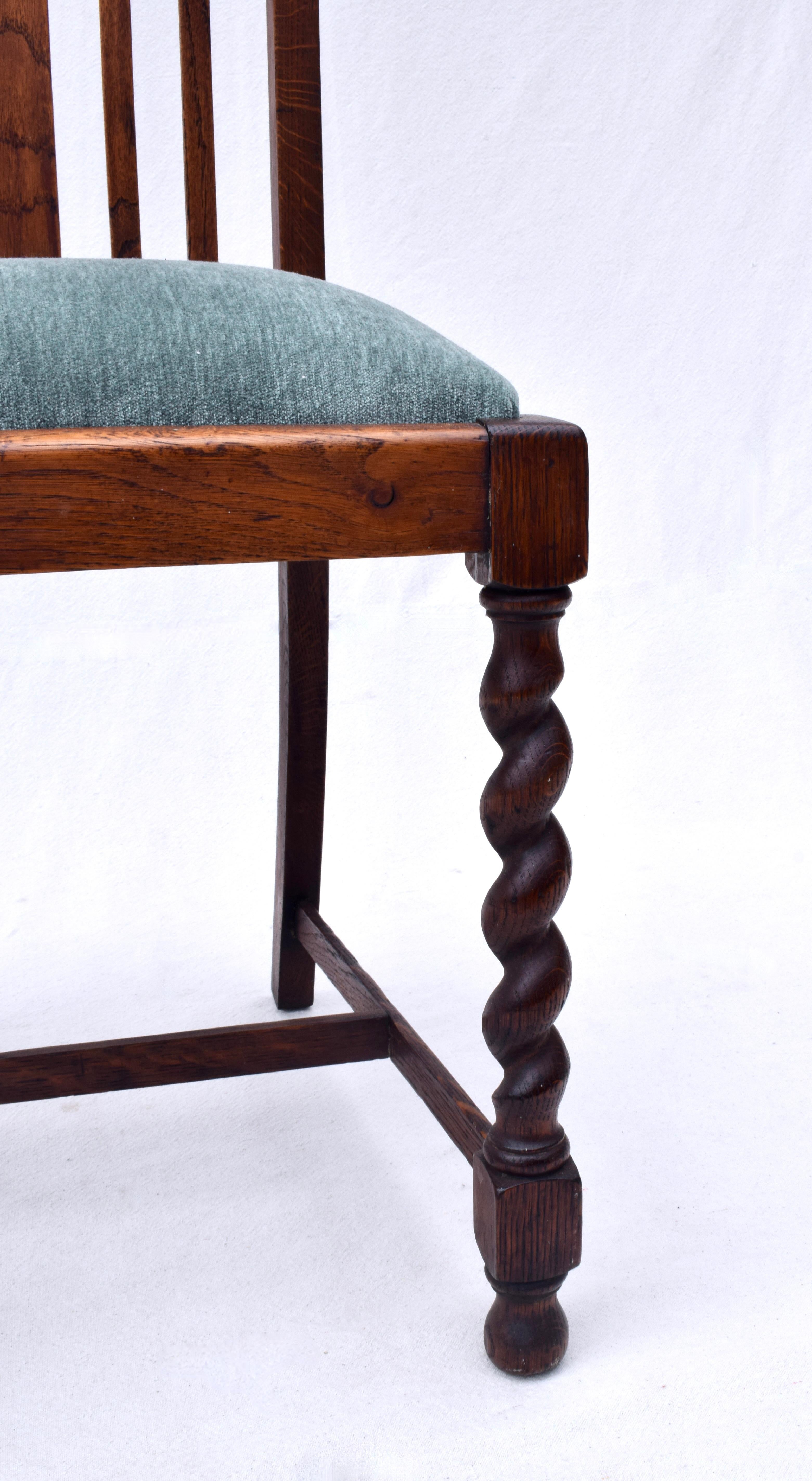 Set of Four English Oak Barley Twist Chairs For Sale at 1stDibs