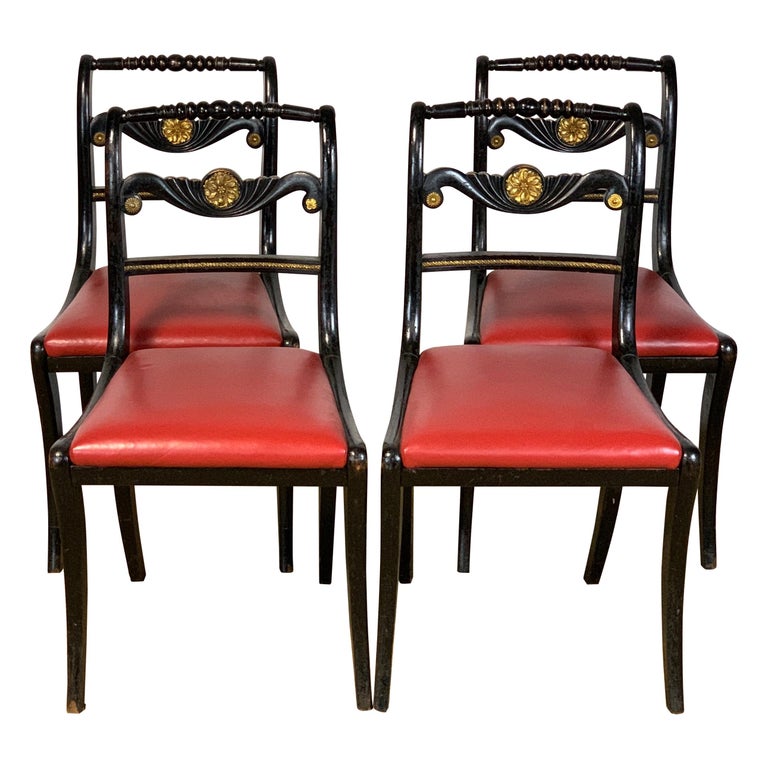 Set of Four English Regency Dining Chairs at 1stDibs