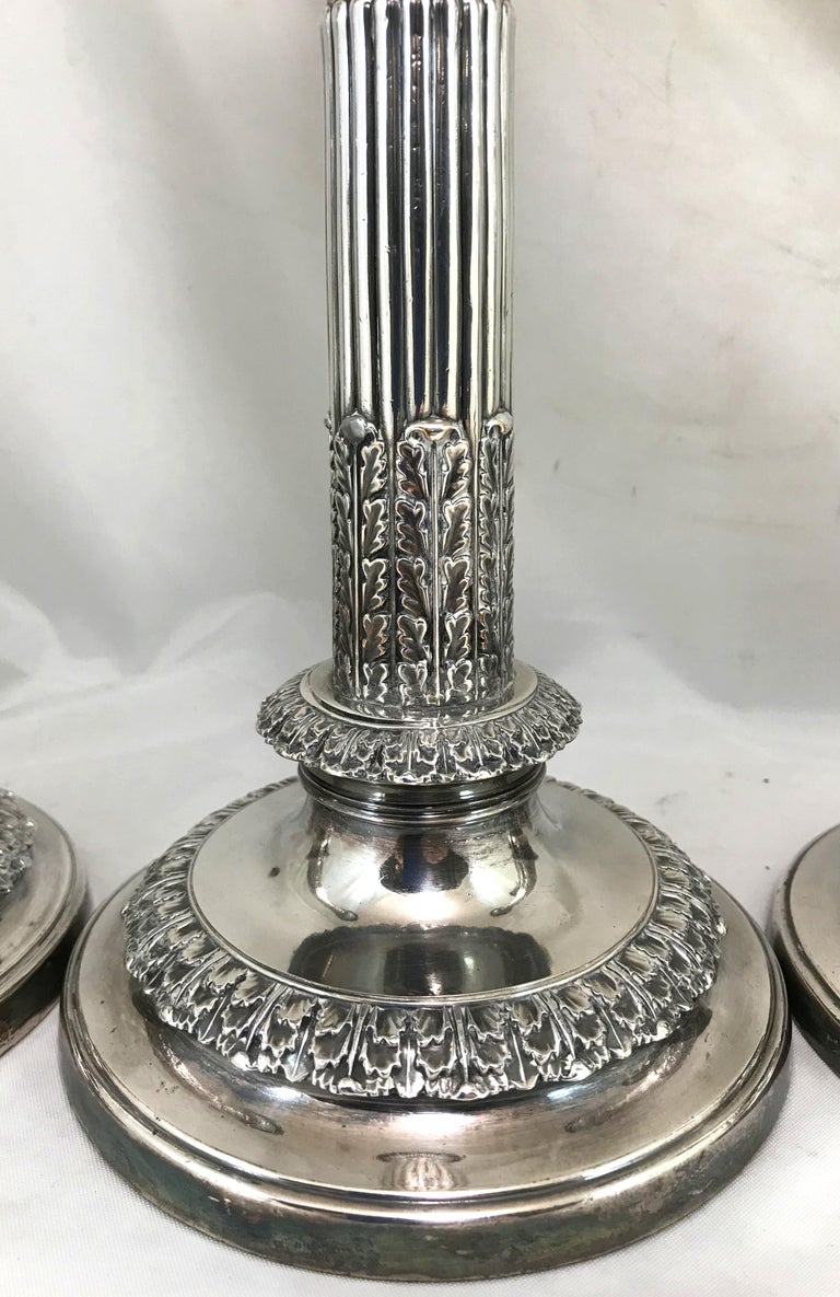 Set of Four English Sheffield Silver over Copper Candlesticks at 1stDibs