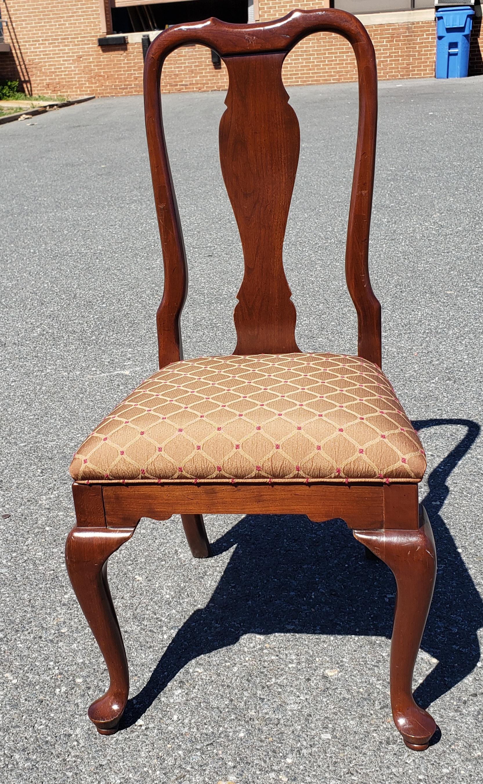 Set of Four Ethan Allen Georgian Cherry Upholstered Dining Chairs For ...