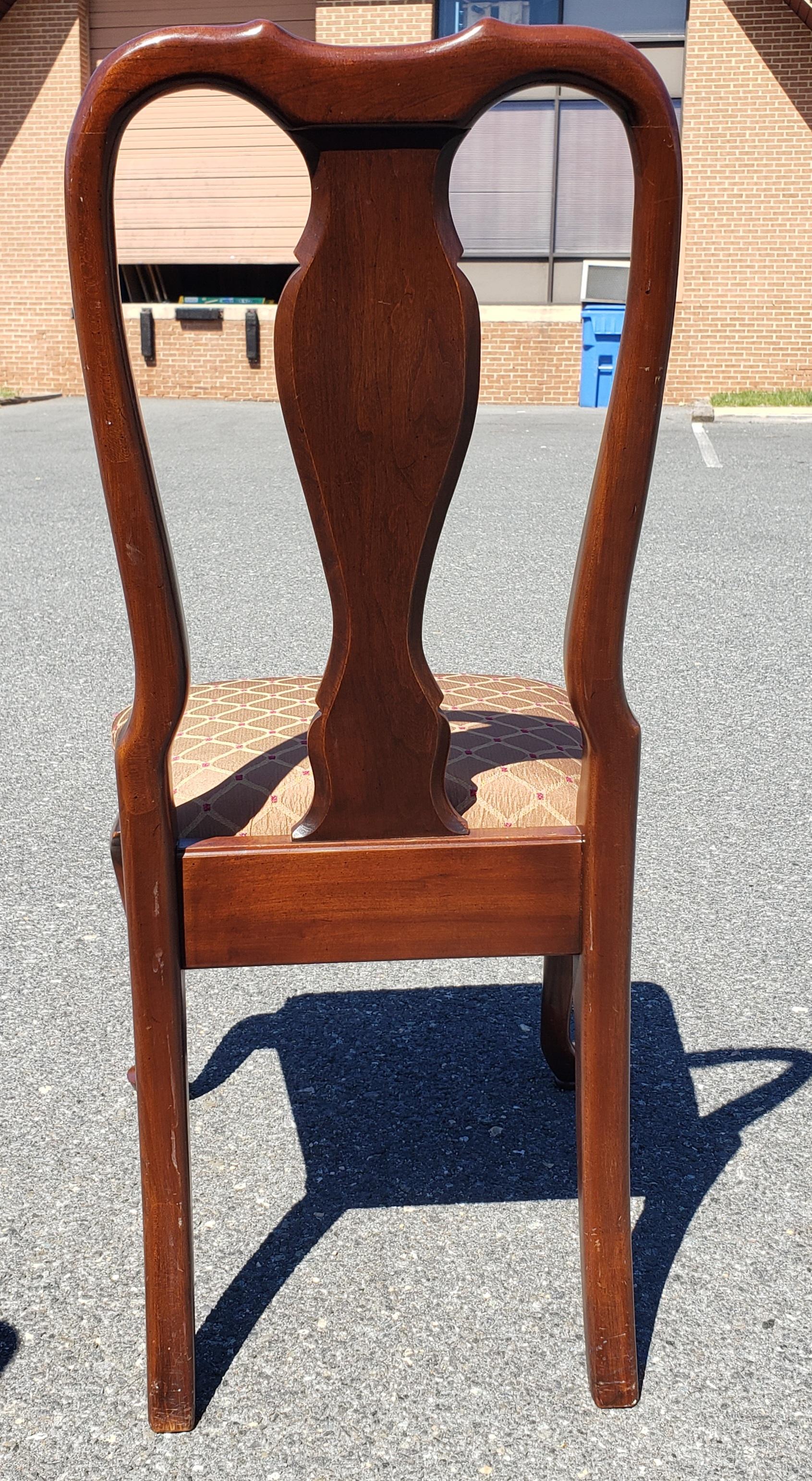 Set of Four Ethan Allen Georgian Cherry Upholstered Dining Chairs For ...