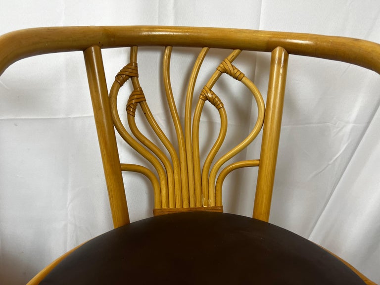 Ficks Reed Style Swivel Rattan Bar Stools-Set of Four For Sale at 1stDibs